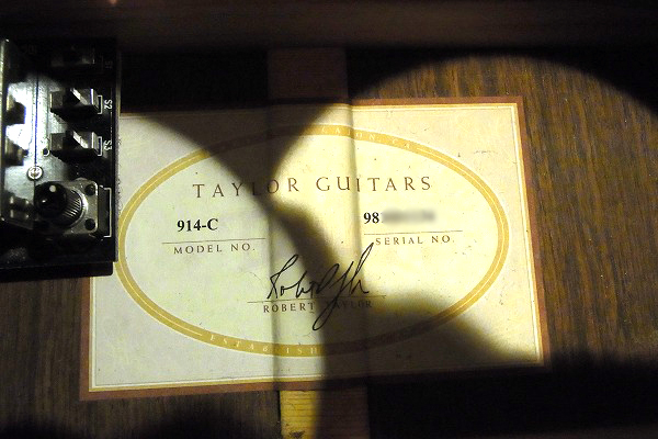Taylor 1998年製 914-C イングルマンスプルーストップ Grand Auditorium Cindy Inlay with L ...
